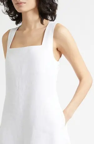 Posse Alice Square Neck Linen Minidress - Ivory