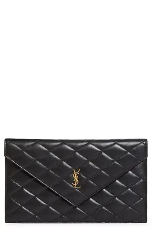 Saint Laurent Paris Diamond Quilt Pouch - Noir