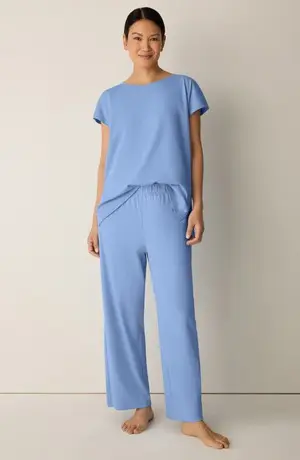 Eileen Fisher Pull-on Organic Cotton Ankle Pants - Skylight