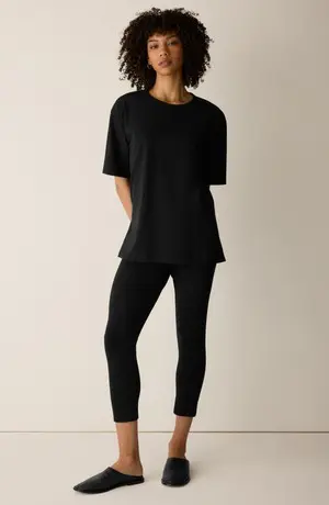 Eileen Fisher High Waist Stretch Organic Cotton Capri Leggings