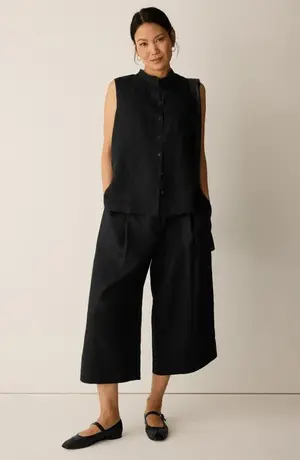 Eileen Fisher Wide-leg Linen Crop Pants