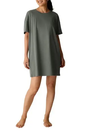Eileen Fisher Crewneck Organic Cotton Sleep Shirt - Agave