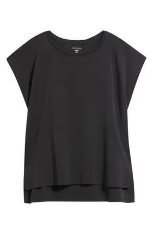 Eileen Fisher Jewel Neck Organic Cotton Pajama Top - Black