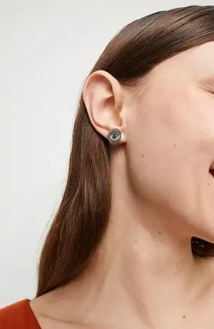 UNODE50 Button Earrings With Crystal