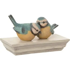 TRANSPAC Resin 6.75" Multicolor Spring Snuggling Birds Decor - Multicolored