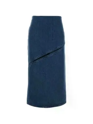JIL SANDER Cut-out Denim Skirt - Blue