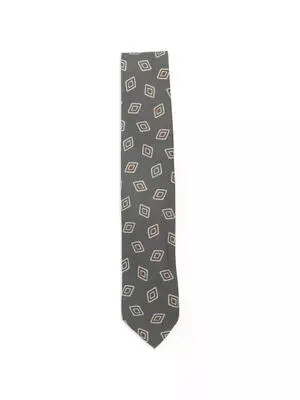 LARDINI Geometric-pattern Neck Tie - Grey