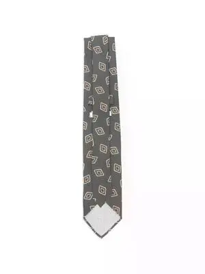LARDINI Geometric-pattern Neck Tie - Grey