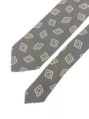 LARDINI Geometric-pattern Neck Tie - Grey