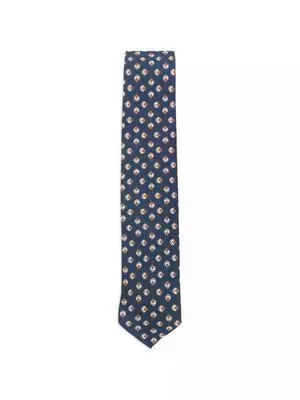 LARDINI Geometric-print Tie - Blue