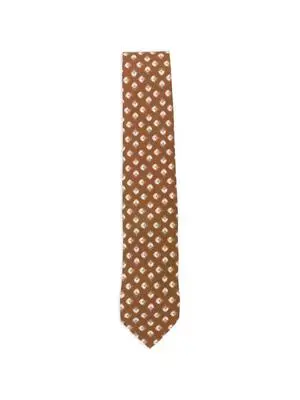 LARDINI Geometric Print Necktie - Brown