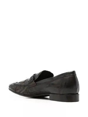 LEQARANT Gathered Leather Loafers