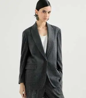 Brunello Cucinelli Cashmere Jersey Single-breasted Blazer - Black