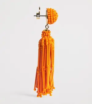 Carolina Herrera Beaded Tassel Drop Earrings - Orange