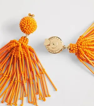 Carolina Herrera Beaded Tassel Drop Earrings - Orange