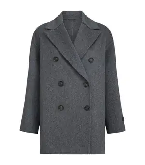 Brunello Cucinelli Cashmere Double Beaver Cloth Pea Coat - Grey