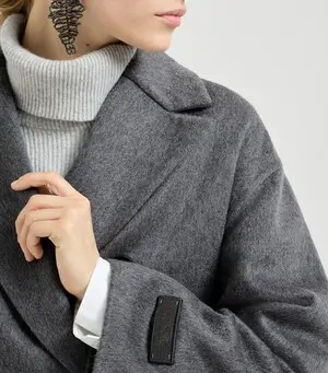 Brunello Cucinelli Cashmere Double Beaver Cloth Pea Coat - Grey