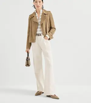Brunello Cucinelli Suede Biker Jacket