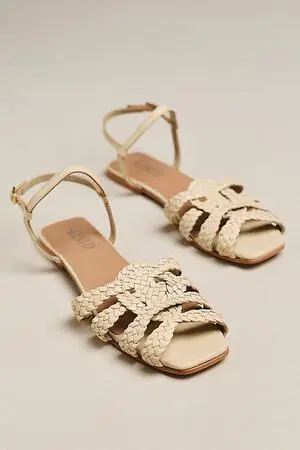 SILENT D Woven Ankle-strap Sandals - Bone