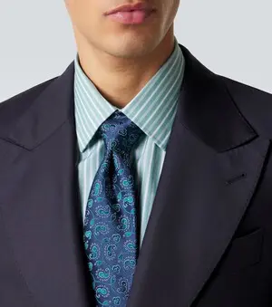 Charvet Silk Paisley Jacquard Neck Tie - Blue