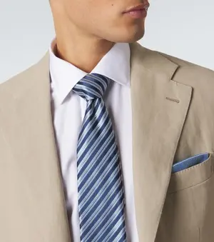 Charvet Striped Silk Jacquard Neck Tie - Blue
