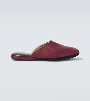 Charvet Leather Almond Toe Slippers - Burgundy