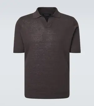 Thom Sweeney Linen And Cotton Polo Shirt - Brown