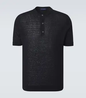 Thom Sweeney Silk And Linen Henley Shirt