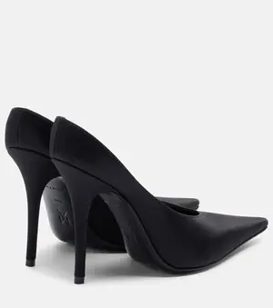 Amina Muaddi Anok Satin Mules - Black