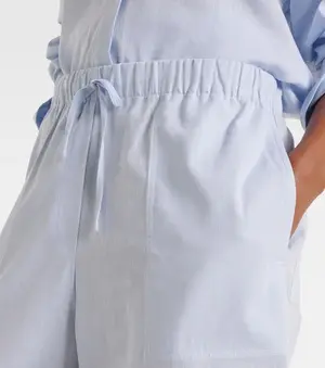 TOTEME Cotton And Linen Wide-leg Trousers - Blue