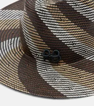 Ruslan Baginskiy Striped Straw Fedora