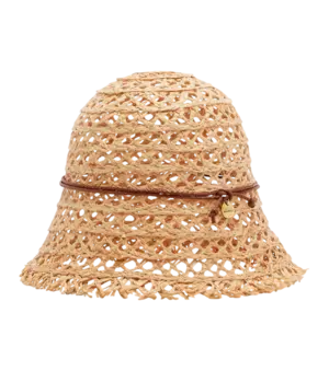 RUSLAN BAGINSKIY Ruslan Baginskiy Leather-Trimmed Straw Bucket Hat