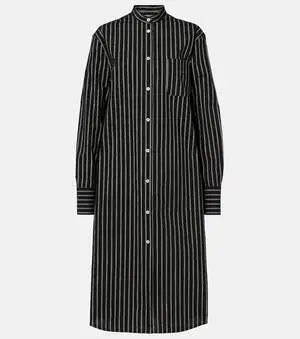 TOTEME Striped Shirt Dress - Black