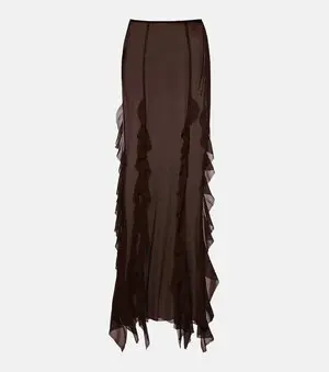 BANANHOT Ora Ruffled Maxi Skirt - Brown