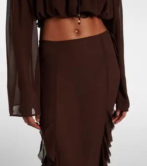 BANANHOT Ora Ruffled Maxi Skirt - Brown