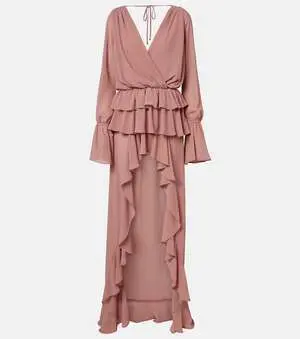 BANANHOT Giselle Asymmetric Tiered Maxi Dress - Pink