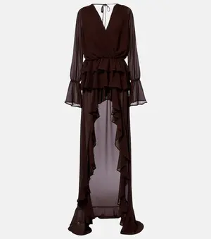 BANANHOT Giselle Asymmetric Tiered Maxi Dress - Brown