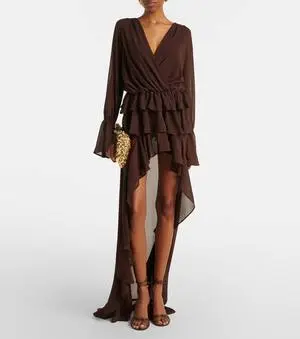 BANANHOT Giselle Asymmetric Tiered Maxi Dress