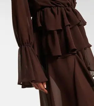 BANANHOT Giselle Asymmetric Tiered Maxi Dress
