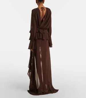 BANANHOT Giselle Asymmetric Tiered Maxi Dress