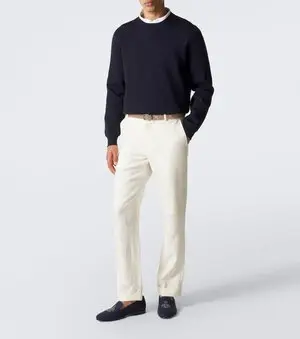Ralph Lauren Purple Label Alonzo Embroidered Linen Loafers