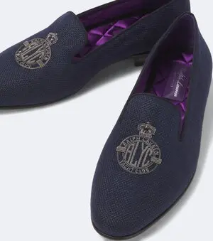 Ralph Lauren Purple Label Alonzo Embroidered Linen Loafers