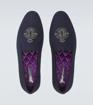 Ralph Lauren Purple Label Alonzo Embroidered Linen Loafers