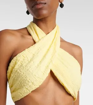 Jade Swim Ayli̇n Halterneck Seersucker Crop Top - Yellow
