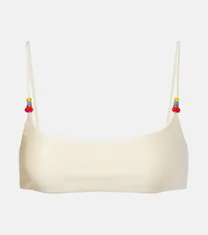 Jade Swim Muse Beaded Bikini Top - Yellow