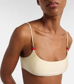Jade Swim Muse Beaded Bikini Top - Yellow
