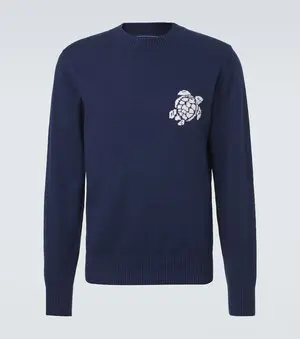 Vilebrequin Jacquard Cotton And Cashmere Sweater - Blue