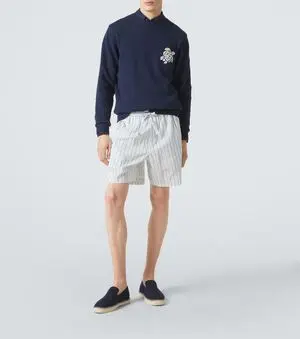 Vilebrequin Jacquard Cotton And Cashmere Sweater - Blue