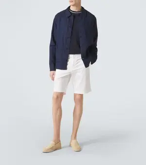 Vilebrequin Cotton-blend Satin Bermuda Shorts - White