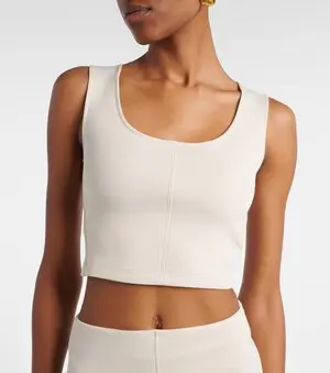 Max Mara Dire Cotton-blend Jersey Crop Top - White